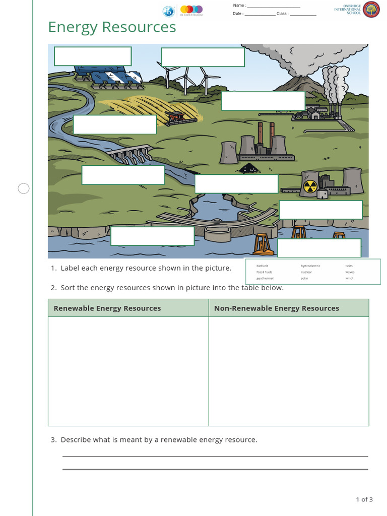 Edited - Energy Resources Worksheet | PDF
