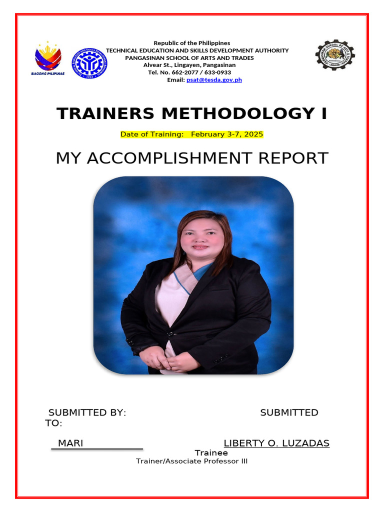 Trainers Methodology I Accomplishment Report | PDF | Learning | Cognition