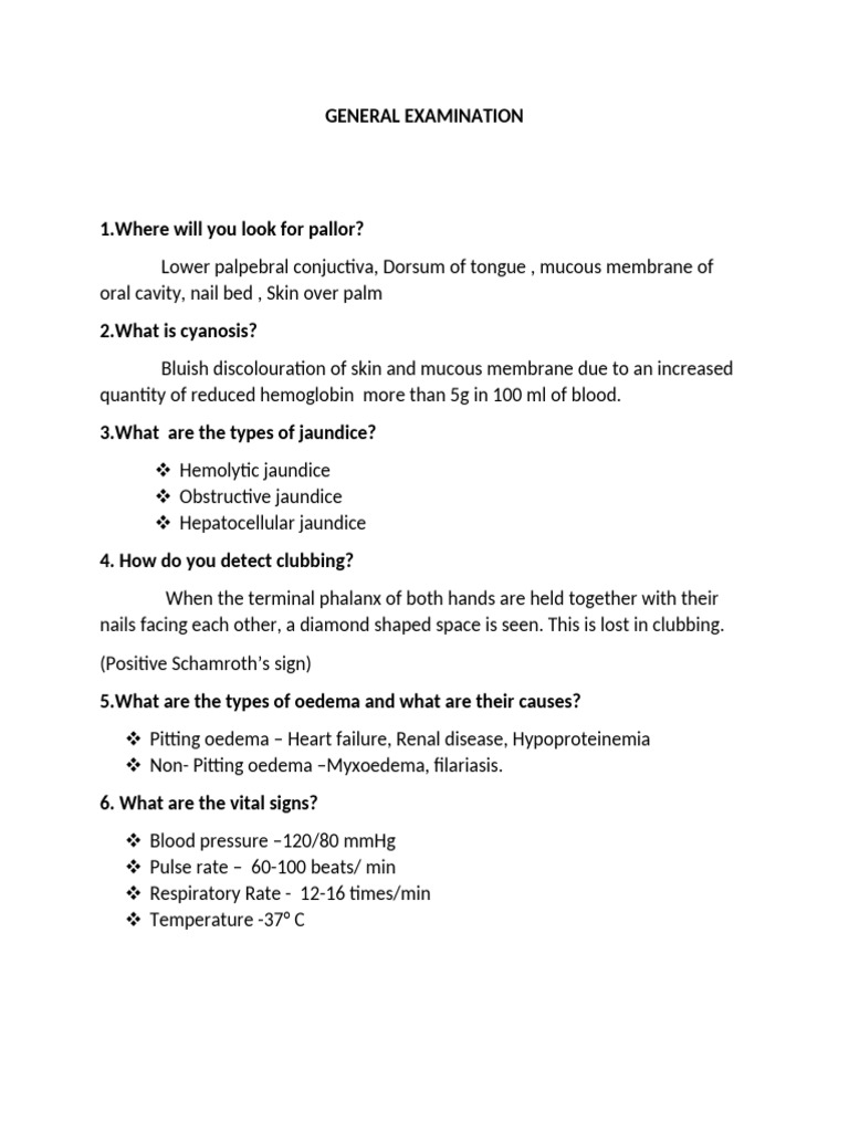 Jaundice and General Patient Examination | PDF