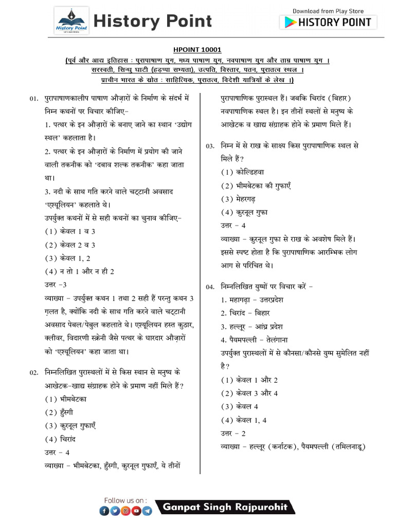 HPOINT 10001 (Ancient History of India) | PDF