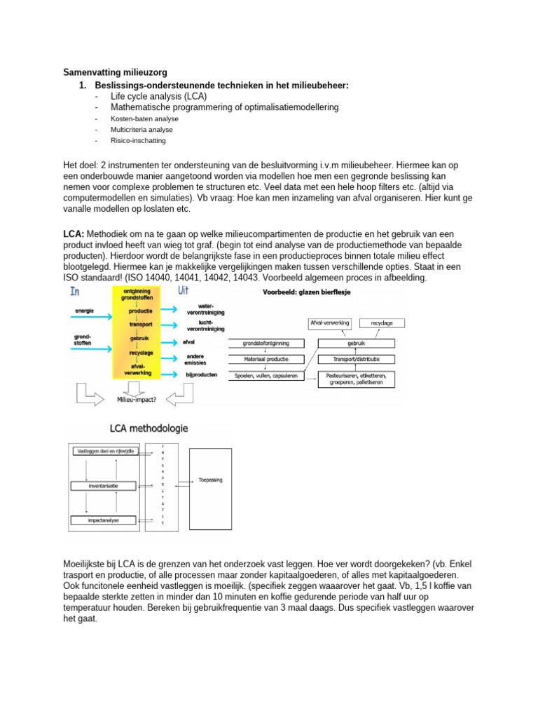 Samenvatting Milieuzorg | PDF