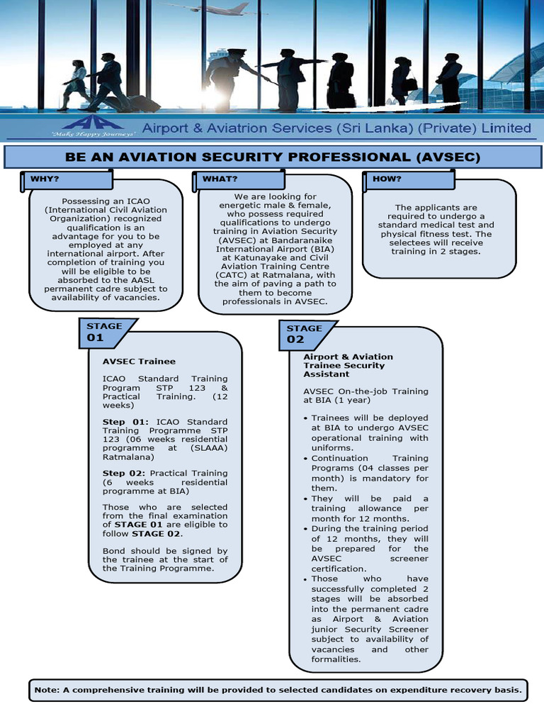 Advertisement - AVSEC Trainee | PDF
