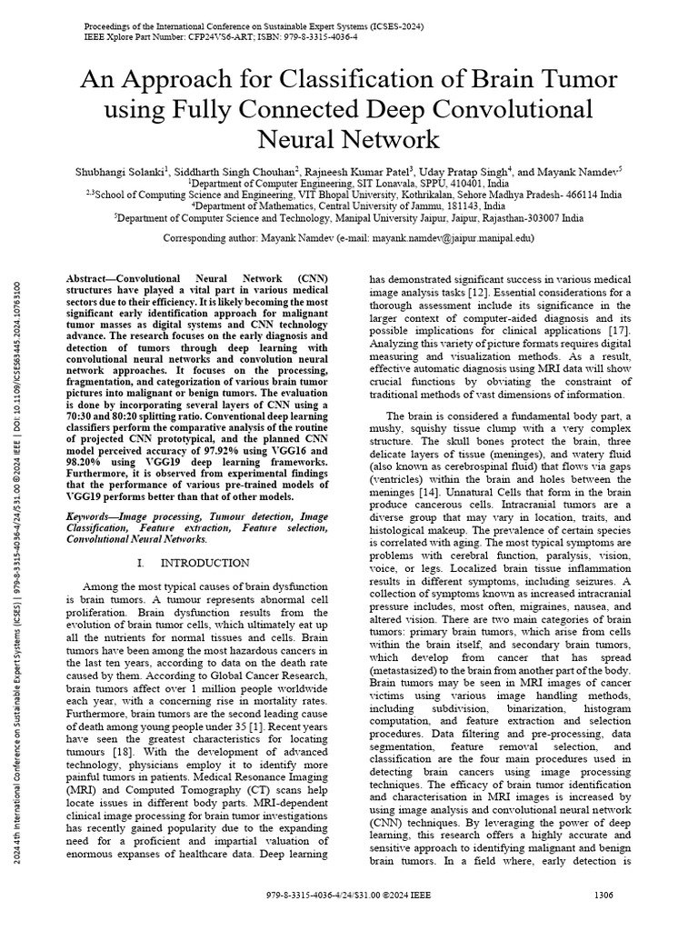 An Approach For Classification Of Brain Tumor Using Fully Connected Deep Convolutional Neural