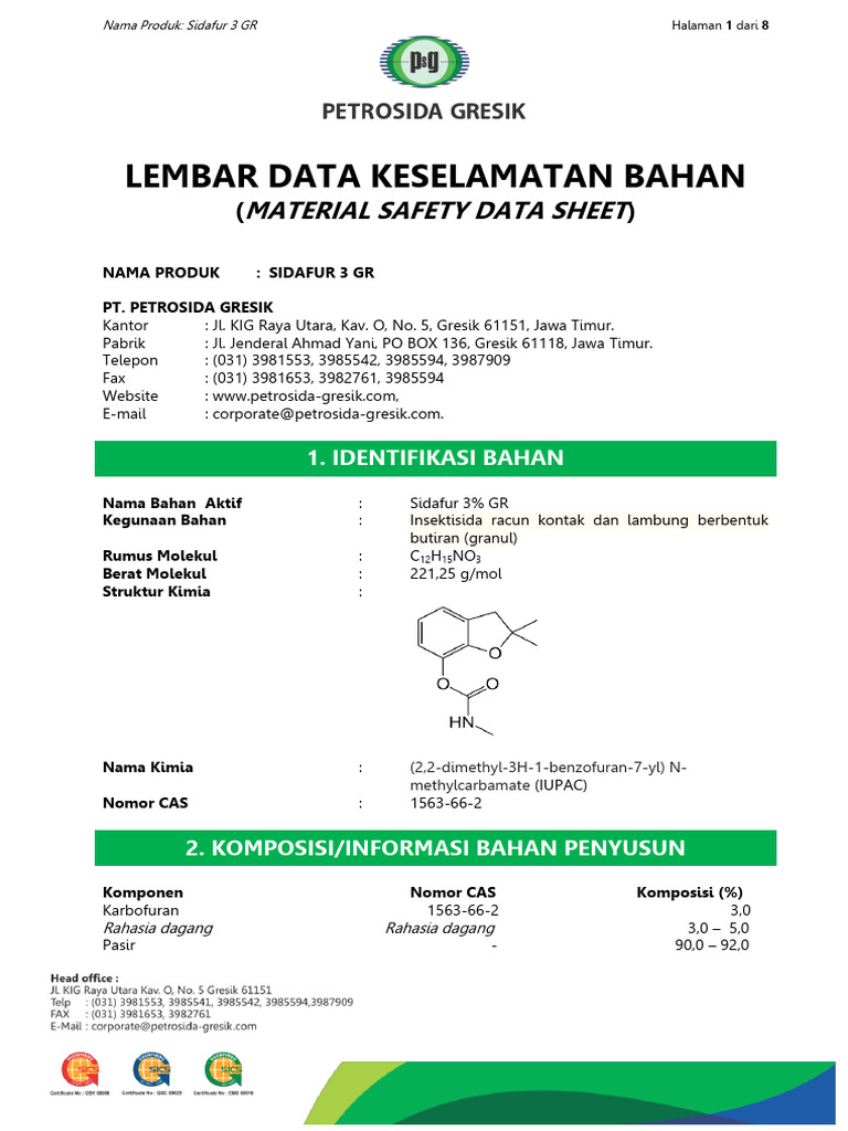 Lembar Data Keselamatan Sidafur 3 GR | PDF