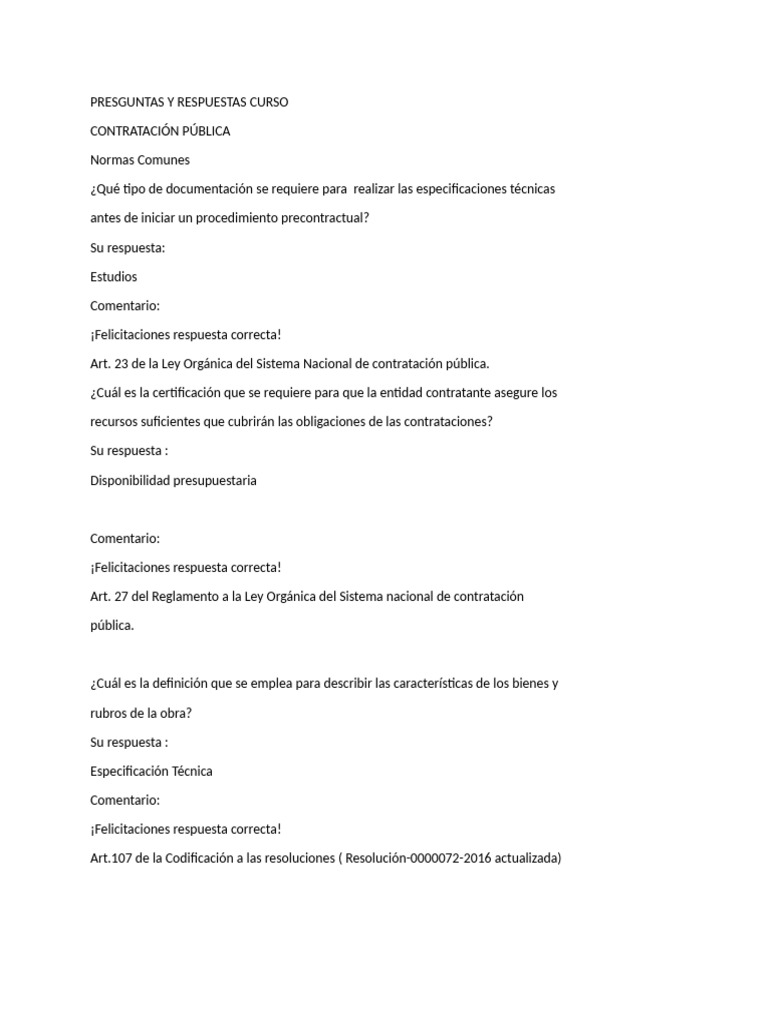Presguntas y Respuestas Curso | PDF | Subasta | Regulación