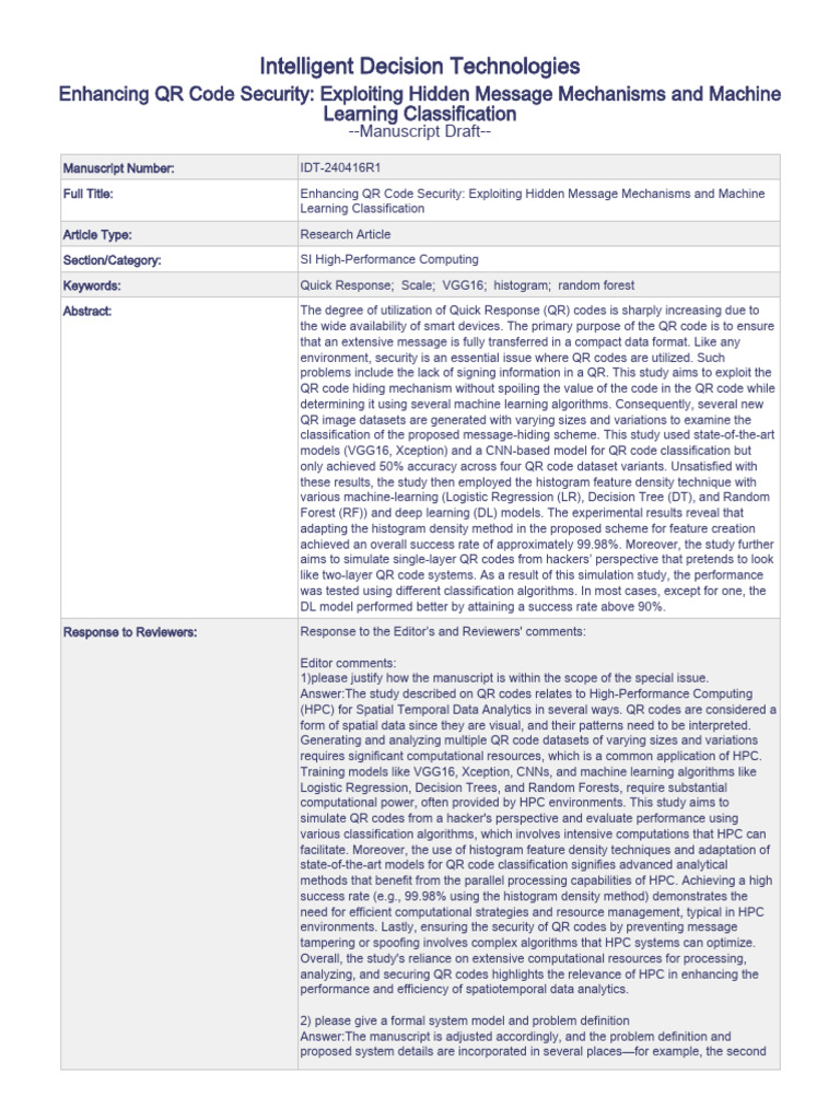IDT-240416 R1 Reviewer | PDF | Qr Code | Machine Learning