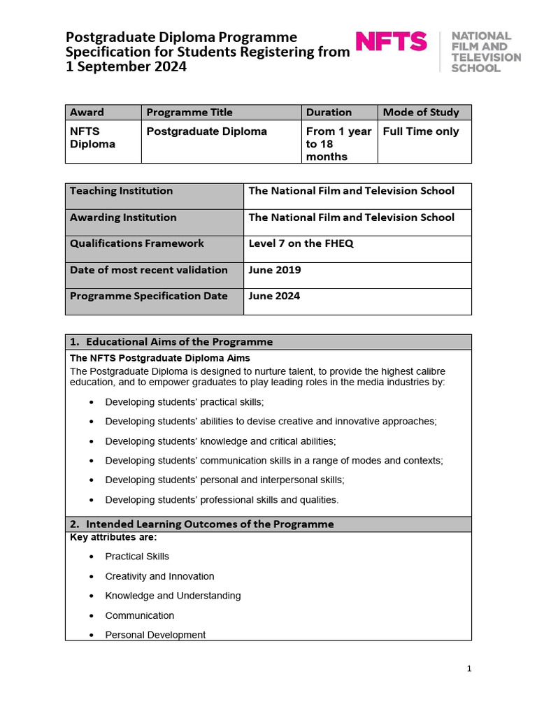 PG Diploma Programme Specification | PDF | Evaluation | Postgraduate Education