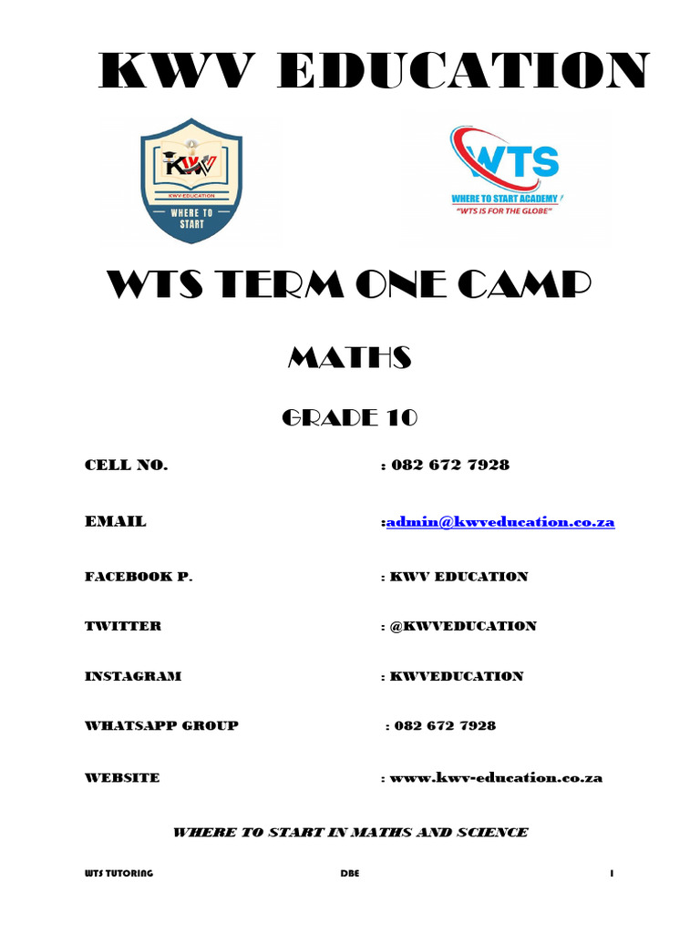 2024 WTS 10 Maths T1 Camp | PDF