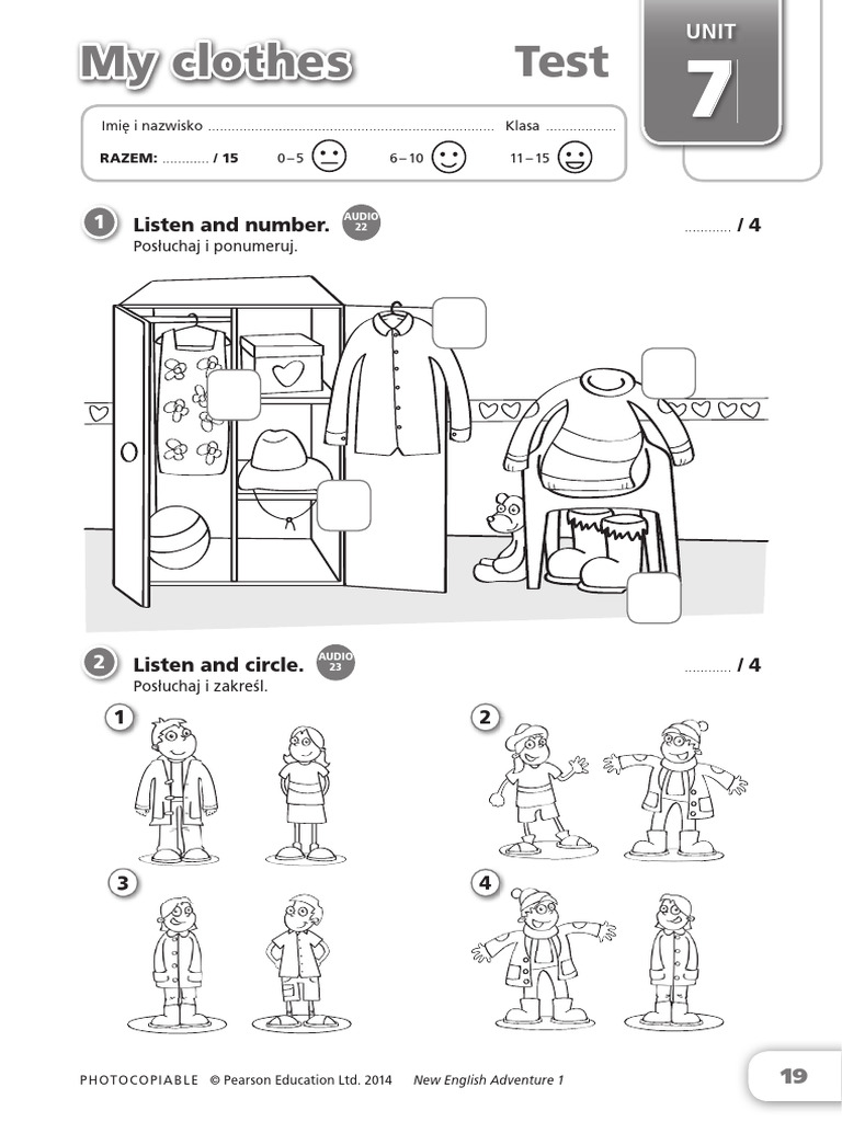 My Clothes Test Unit 7 | PDF
