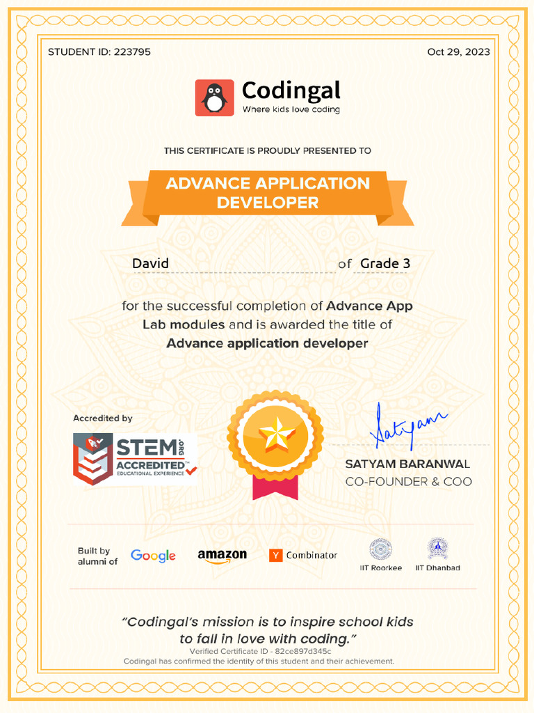 Advance Application Developer Certificate-6 | PDF