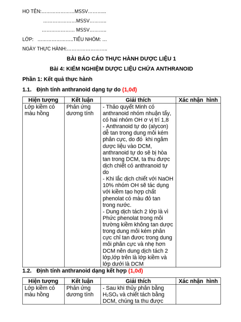 Bài Báo Cáo Anthranoid | PDF