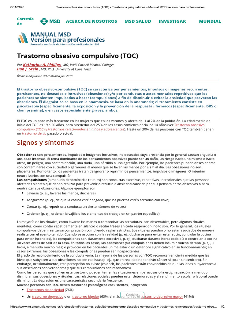 Causas y síntomas del TOC | PDF | Desorden obsesivo compulsivo ...