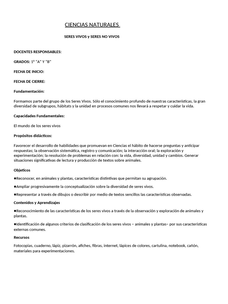 Actividades sobre Seres Vivos y No Vivos | PDF | Cognición | Aprendizaje