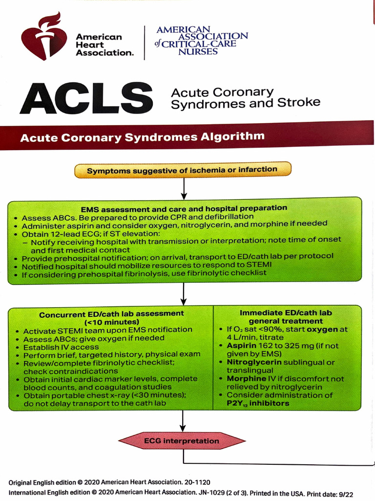 Cardiac Acls Algorithms - 230316 - 010514 | PDF | Myocardial Infarction ...