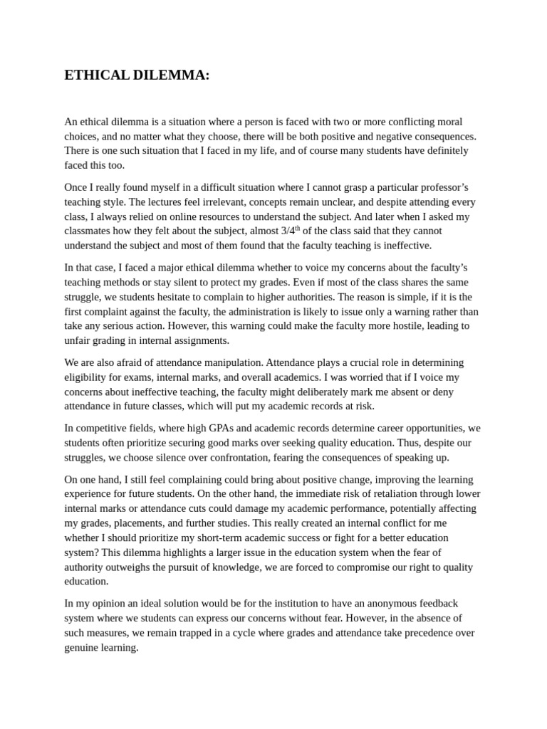 Ethical Dilemma AP24110011092 | PDF | Risk | Learning