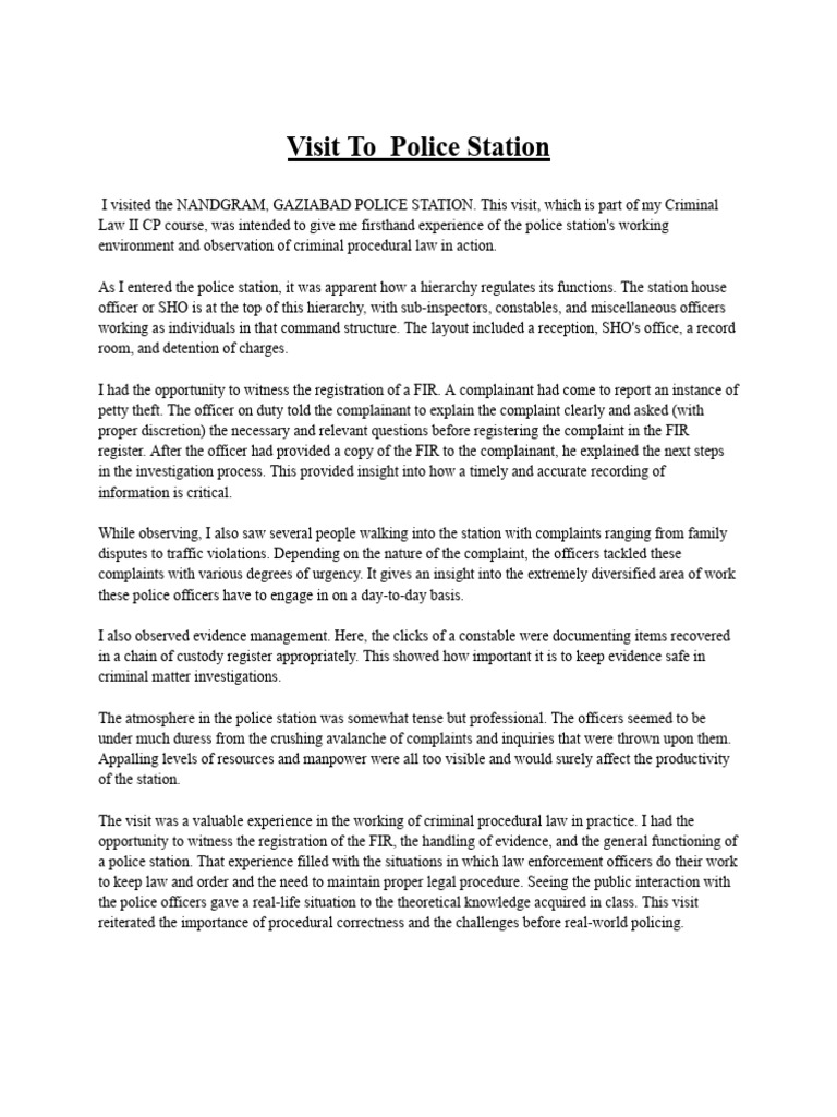 Police Station Visit Experience | PDF | Police | Arrest