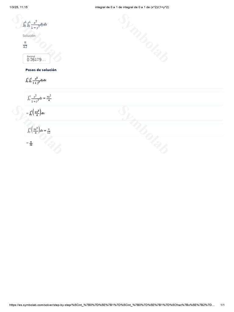 Integral Doble Resuelta en Symbolab | PDF