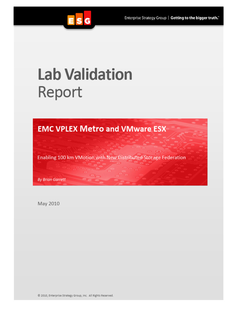 Esg Lab Validation Emc Vplex May 10 | PDF | V Mware | Computer Architecture