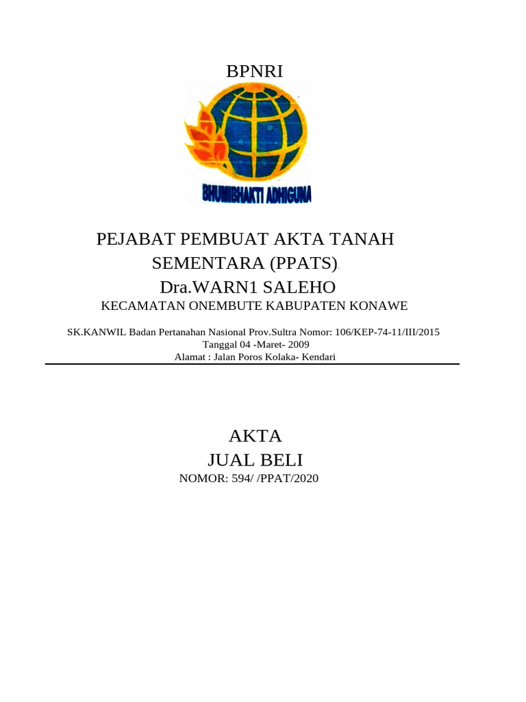 SAMPUL AKTA TANAH | PDF