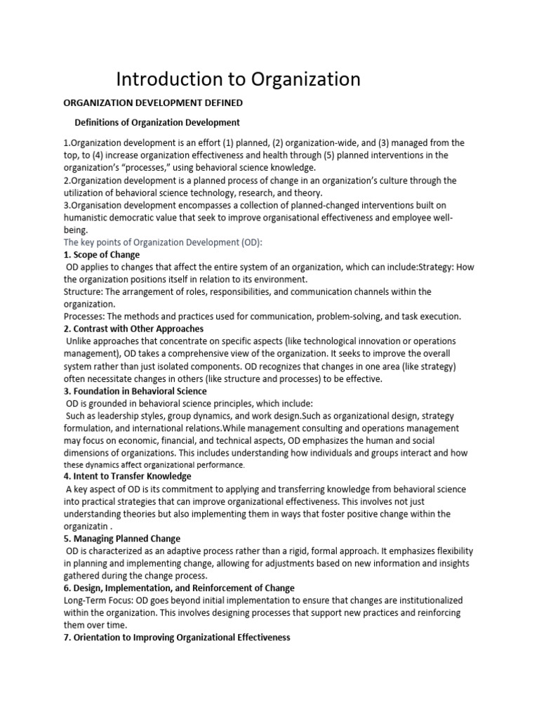 Introduction to Organization Development | PDF | Organization ...