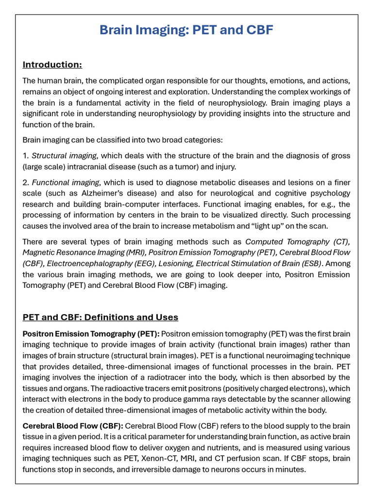 Brain Imaging PET and CBF | PDF | Positron Emission Tomography ...