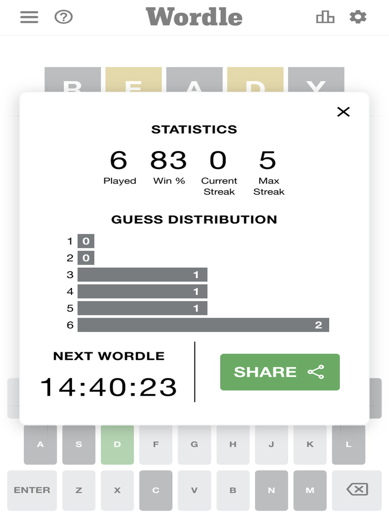 Wordle Game Stats & Progress | PDF