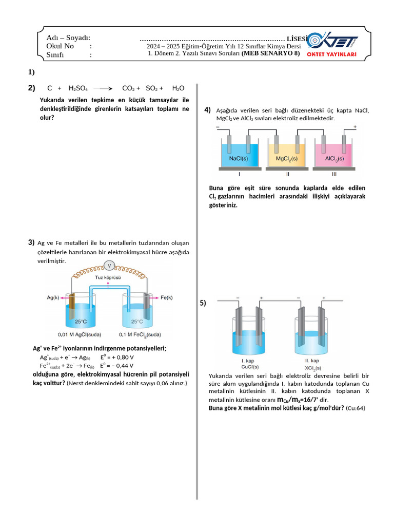 12. Sınıf 1. Örnek (SENARYO-8) OKTET YAYINLARI | PDF