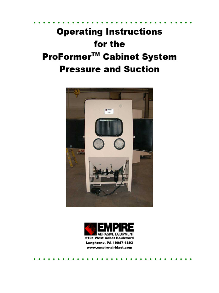 ProFormer Cabinet System Pressure and Suction (Empire) Model 3642 ...