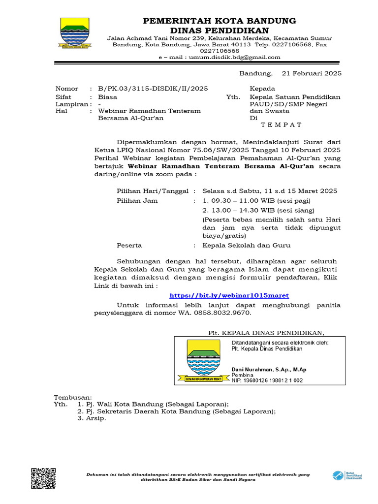 Webinar Ramadhan Tenteram Al-Qur'an 2025 | PDF
