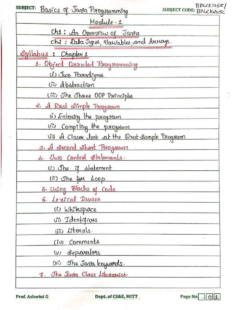 Java Module1 BPLCK205C | PDF
