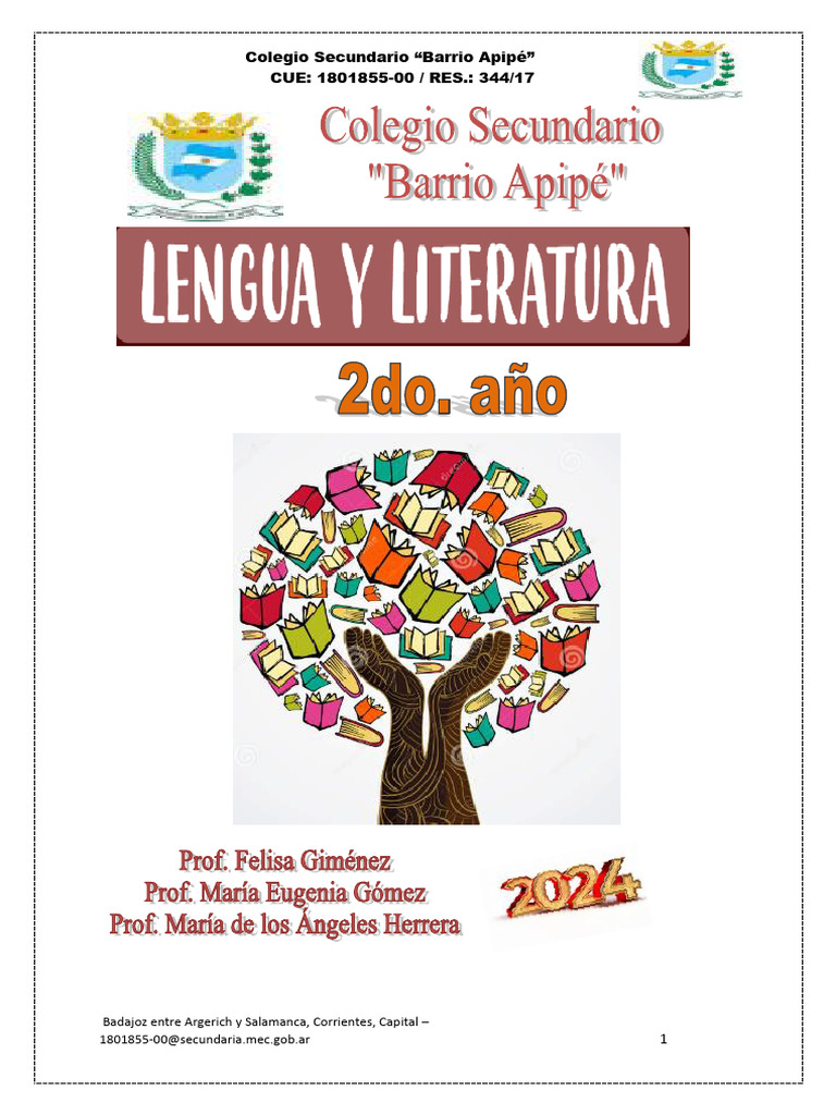 2do. año Lengua_DOSSIER 2024 | PDF | Verbo | Asunto (gramática)