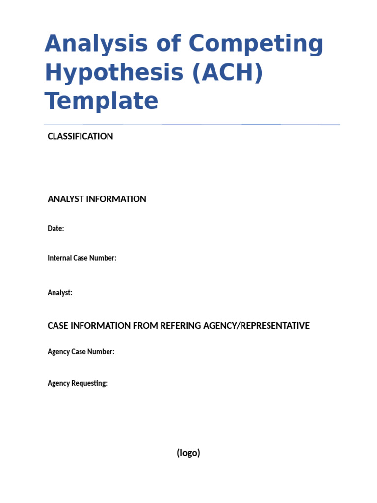 ACH Template for Intelligence Analysis | PDF