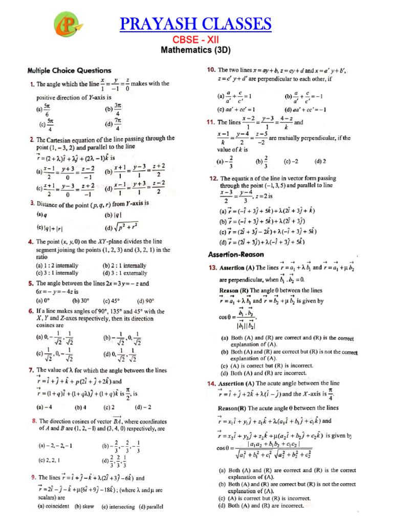 Prayash Classes: Cbse - Xii | PDF