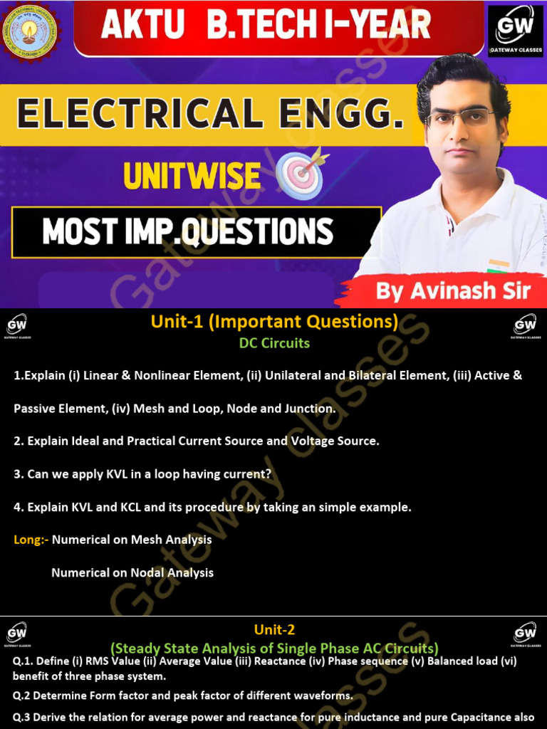 Electrical Most Imp Questions | PDF | Electric Motor | Transformer