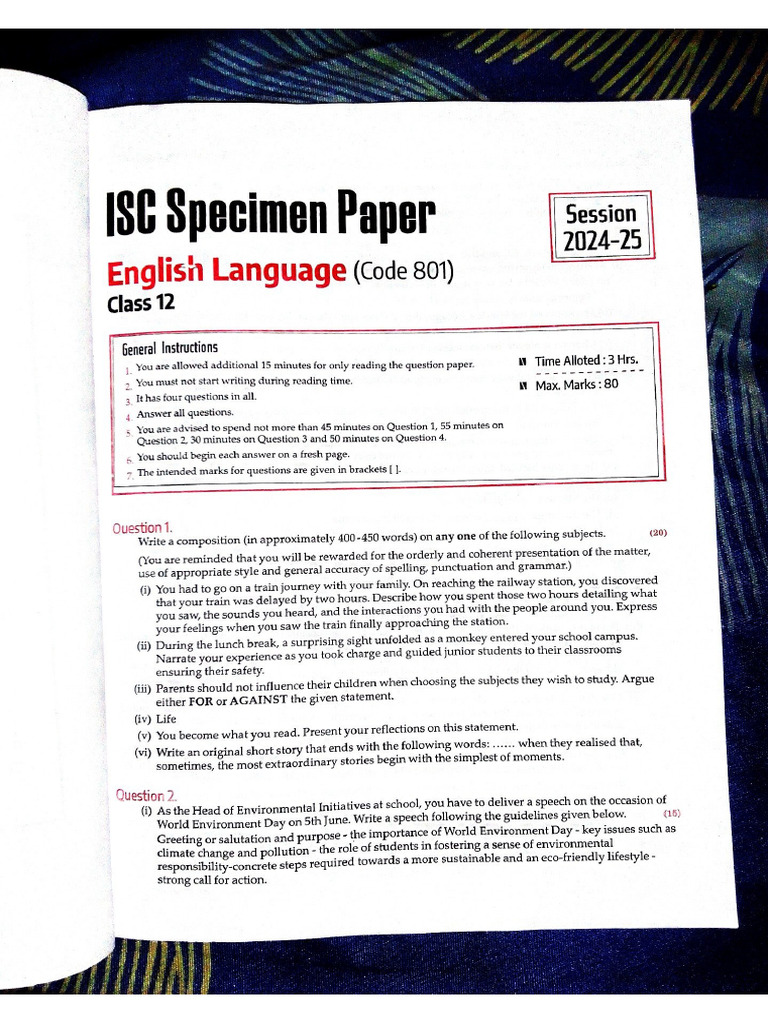 English Language Sample Paper- Complete | PDF