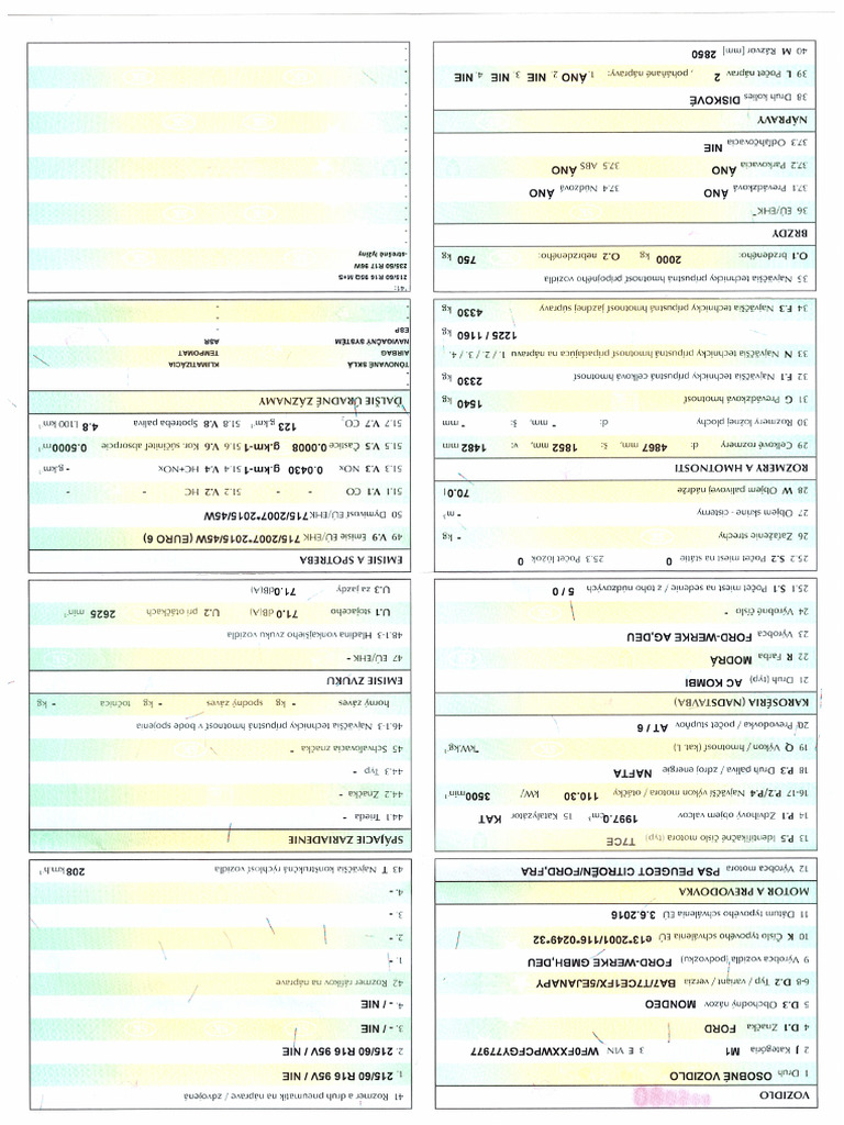 Technicky Preukaz Ford Mondeo | PDF