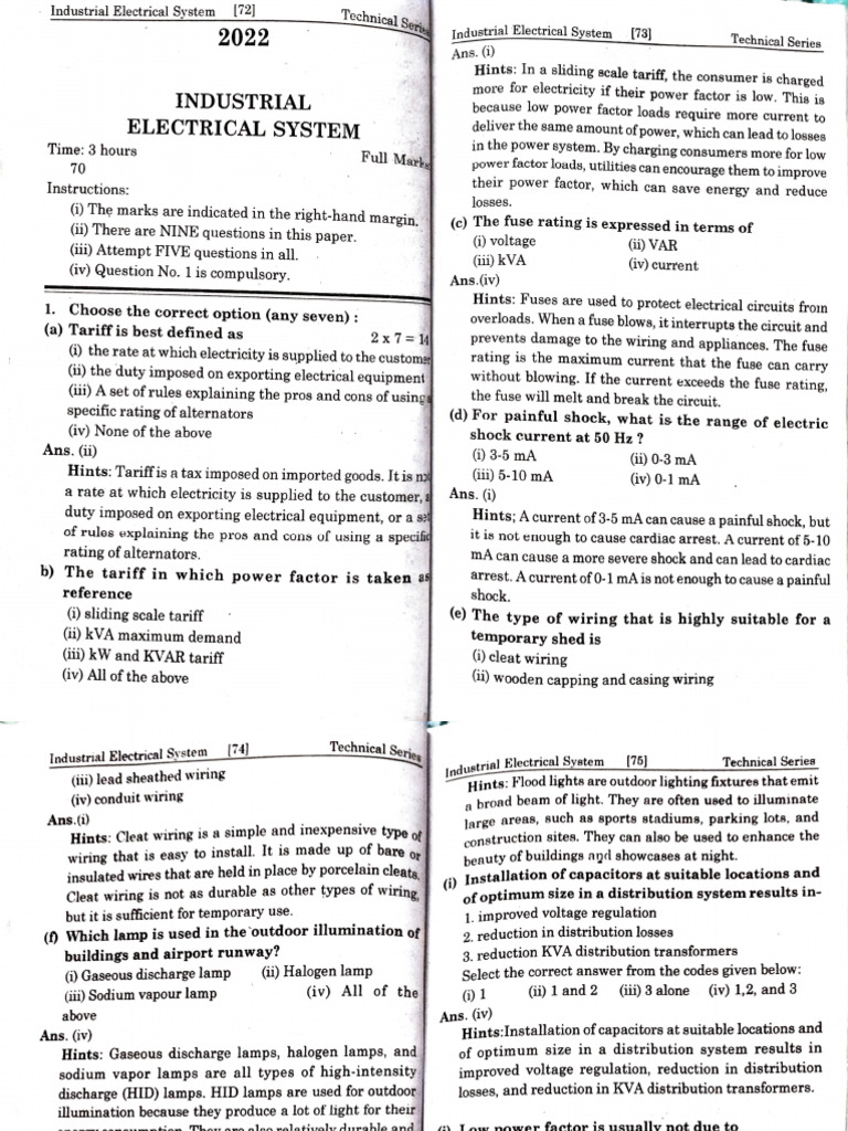 IES PYQ Solutions | PDF | Fuse (Electrical) | Electrical Wiring
