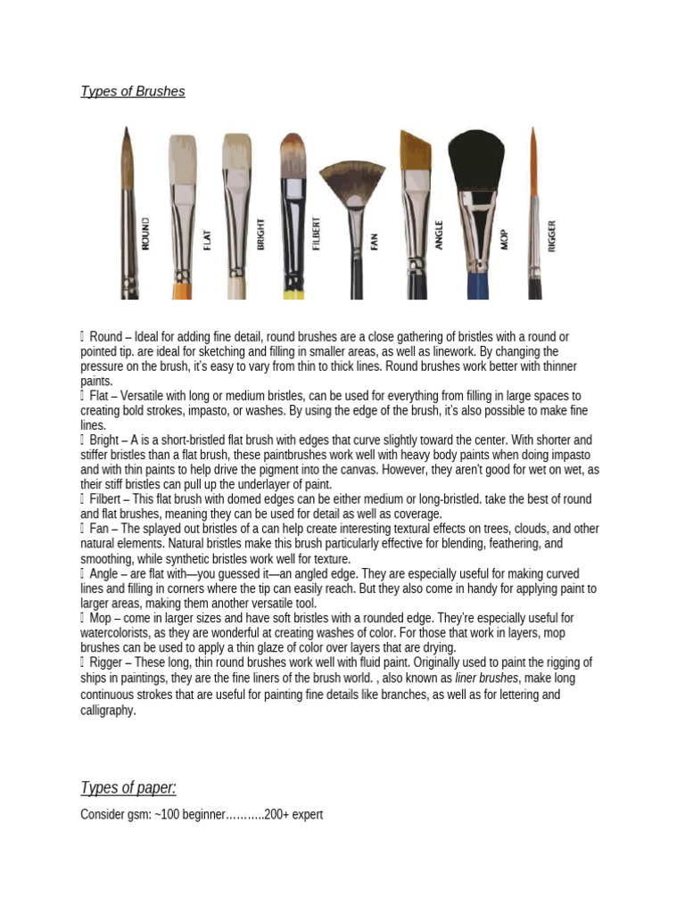 Overview of Brush Types and Uses | PDF