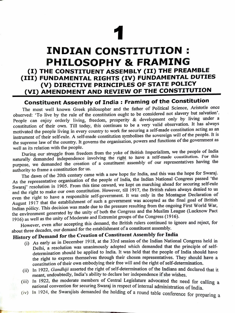 Indian Constitution Unit-1 | PDF