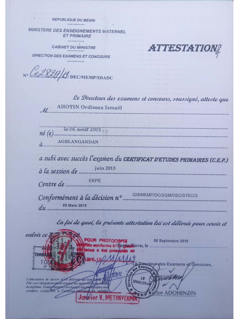 Attestation CEP | PDF