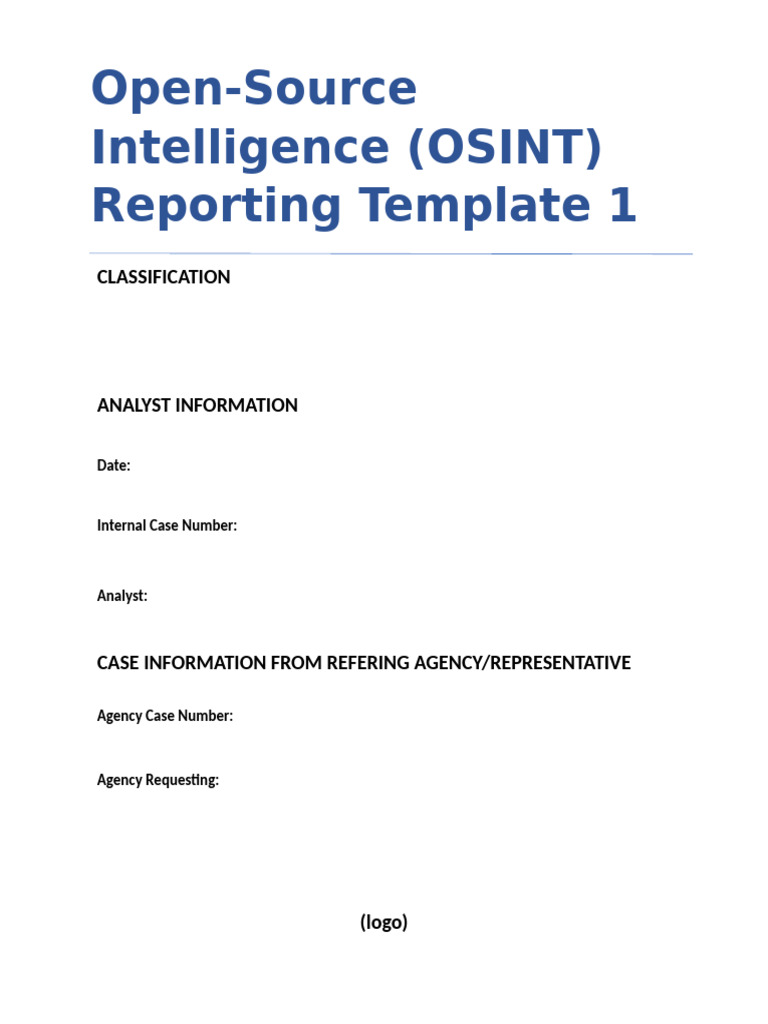 Open Source Intelligence (OSINT) Reporting Template 1 | PDF