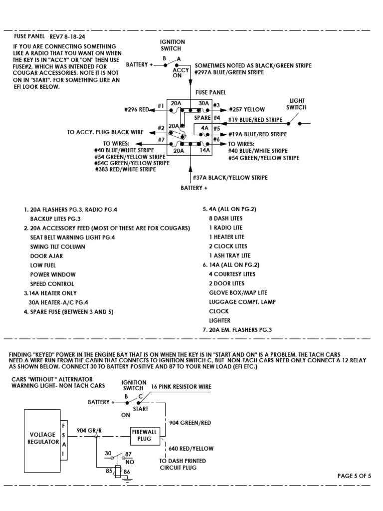 69 MUSTANG SCHEMATIC PG5 REV7 | PDF | Fuse (Electrical) | Motor Vehicle