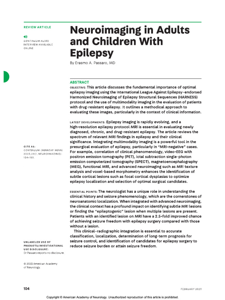 Neuroimagingin Adultsand Childrenwith Epilepsy Continuum Neurology ...