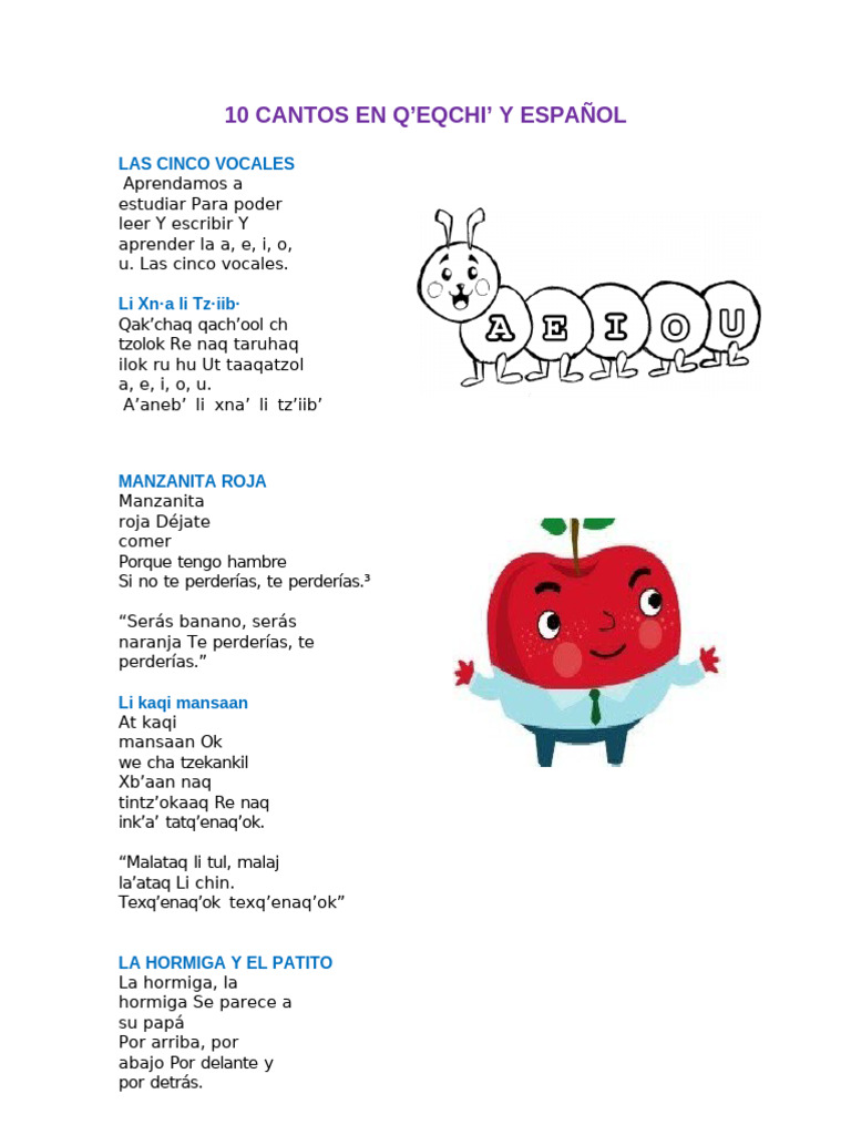 Cantos Infantiles Queqchi Español | PDF | Apocrita