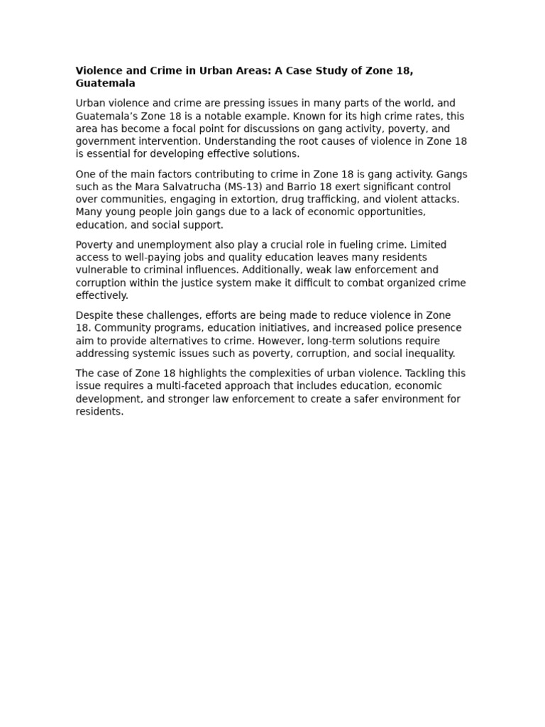 Urban Crime in Guatemala's Zone 18 | PDF