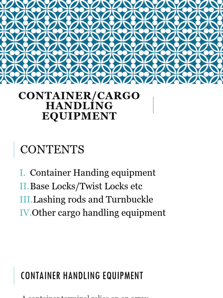 Container Handling Equipment Overview | PDF | Crane (Machine) | Transport