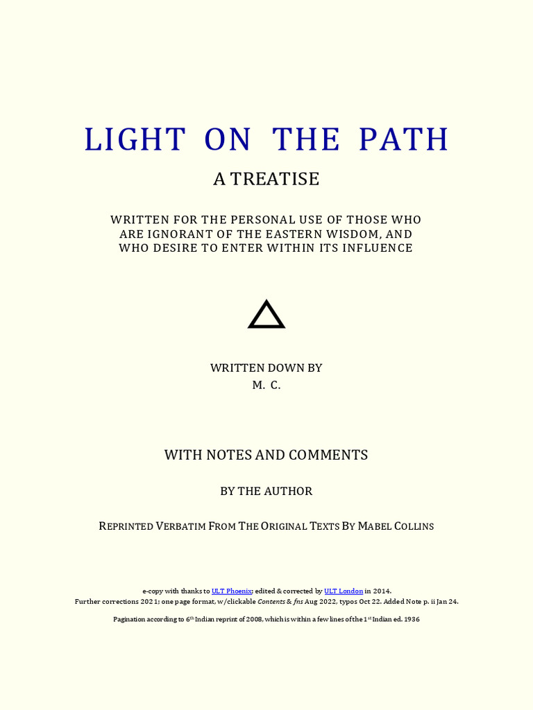Light On The Path Mabel Collins | PDF | Theosophy | Knowledge