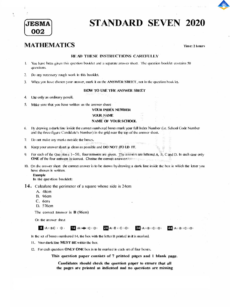 Maths STD 7 | PDF