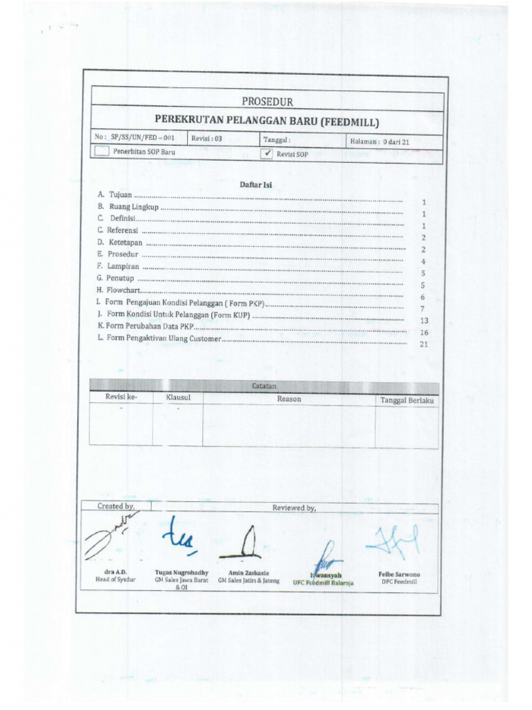 Prosedur Perecrutan Pelanggan Baru (Feedmill) 2025 | PDF