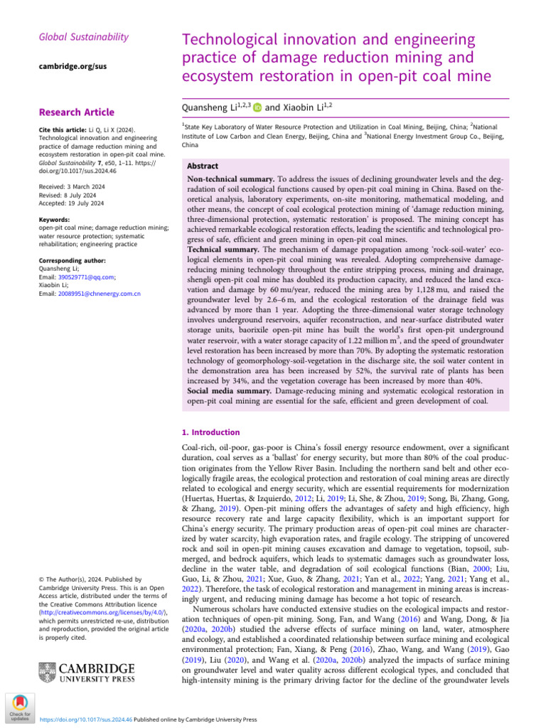 Technological Innovation and Engineering Practice of Damage Reduction ...